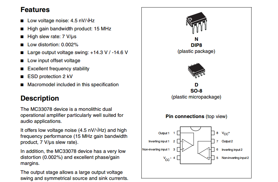 MC33078DT_（ST(意法半导体)）MC33078DT中文资料_价格_PDF手册-立创电子商城